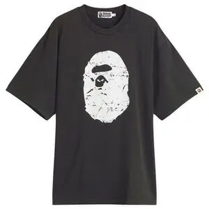 A BATHING APE Heavy Washed Ape Head Relaxed Fit Tee - Black