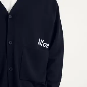 N!CE Embroidered Logo Knit Cardigan
