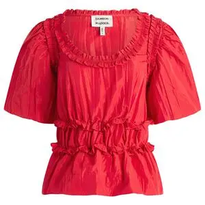 DAMSON MADDER Everly Ruffle Blouse - Red