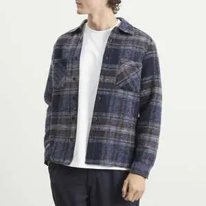 WAX LONDON Whiting Check Wool Blend Overshirt
