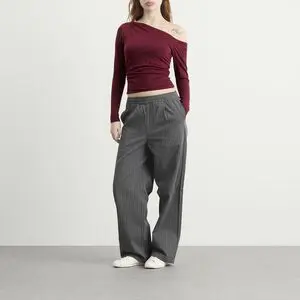 TALA 365 Cupro Gathered Asymmetrical Long Sleeve Top