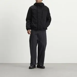 Stone Island Warp Rib Nylon-tc Hooded Jacket - Black