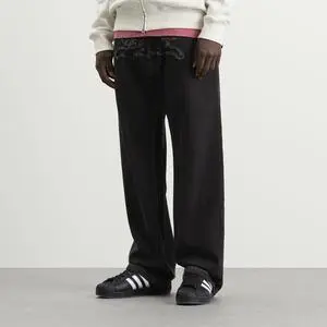 ICECREAM Appliqué Running Dog Double Scoop Wide Leg Denim Jeans