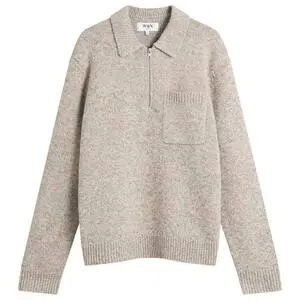 WAX LONDON Alpha Plain Stitch Zip Polo - Grey