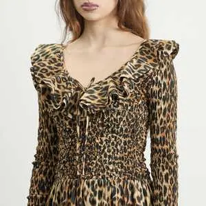 DAMSON MADDER Harper Shirred Print Midi Dress