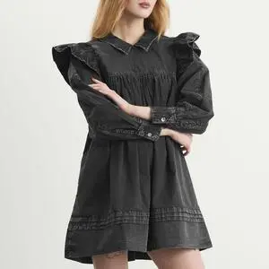 GANNI Mini Frill Dress - Black