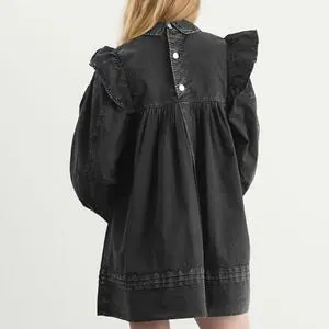 GANNI Mini Frill Dress - Black