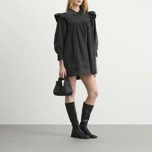 GANNI Mini Frill Dress - Black