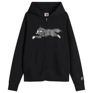 ICECREAM Running Dog Glitter Zip Through Hood - Black