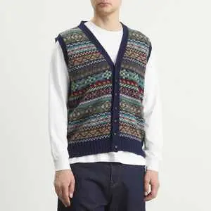 JAMIESON'S OF SHETLAND Fair Isle Button-through Vest - Eclipse