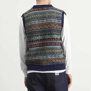 JAMIESON'S OF SHETLAND Fair Isle Button-through Vest - Eclipse