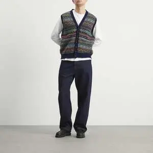 JAMIESON'S OF SHETLAND Fair Isle Button-through Vest - Eclipse