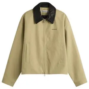 COLE BUXTON Leather Collar Cottom Overshirt - Sand
