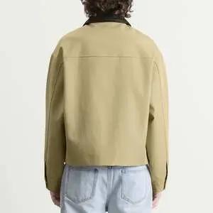 COLE BUXTON Leather Collar Cottom Overshirt
