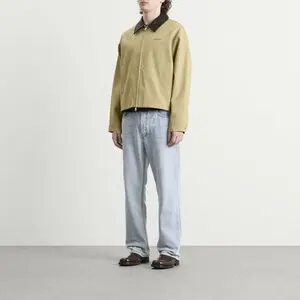 COLE BUXTON Leather Collar Cottom Overshirt