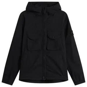 Stone Island Organic Cotton Twill Hooded Jacket - Black