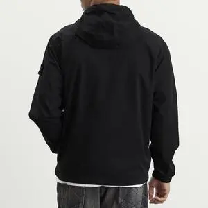 Stone Island Organic Cotton Twill Hooded Jacket - Black