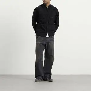 Stone Island Organic Cotton Twill Hooded Jacket - Black