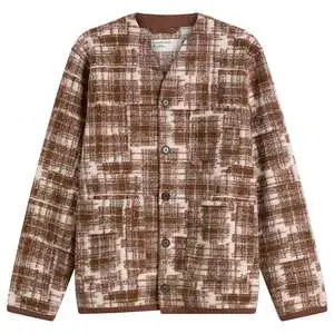Universal Works Patch Check Fleece Cardigan - Sand