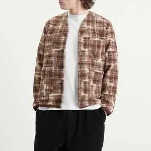 Universal Works Patch Check Fleece Cardigan - Sand