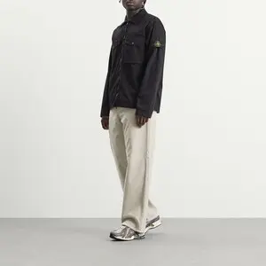 Stone Island Organic Cotton Sateen Zip Shirt Jacket - Black