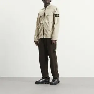 Stone Island Organic Cotton Sateen Zip Shirt Jacket - Sand
