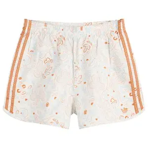 Adidas Floral Print Shorts With Crochet-style 3-stripes - Multicolor/rustic Orange