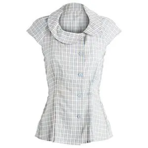 PEACHY DEN Missy Asymmetric Stretch Blouse Presented End - Check
