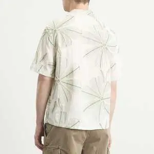 CORRIDOR Linen Applique Short Sleeve Shirt - Natural