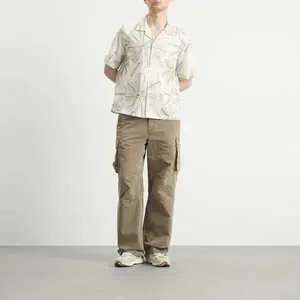 CORRIDOR Linen Applique Short Sleeve Shirt - Natural