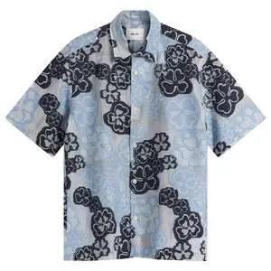 Nn07 Freddy Embroidered Short Sleeve Shirt - Blue Multi