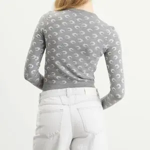 MARINE SERRE Moon Jacquard Knit Fitted Crewneck Sweater