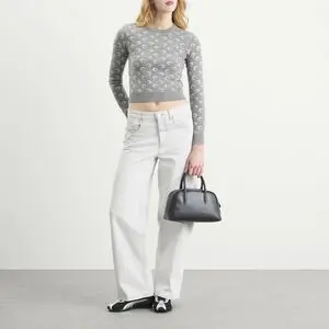 MARINE SERRE Moon Jacquard Knit Fitted Crewneck Sweater