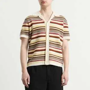 Nn07 Lars Striped Polo Cardigan - Ivory