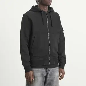 Stone Island Garment Dyed Zip Hoodie - Black