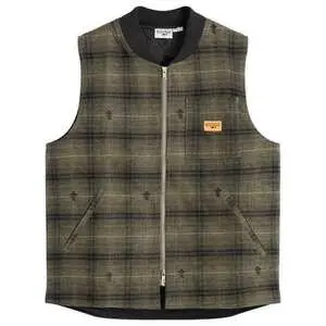 SERVICE WORKS Thistle Plaid Work Vest - Olive