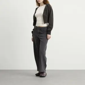 Good American Jeanius Cropped Zip Up Hoodie