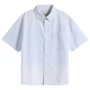 BRAM'S FRUIT Distressed Oxford Shortsleeve Shirt - Light Blue