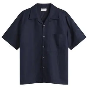Universal Works Linen Cotton Camp Shirt - Navy