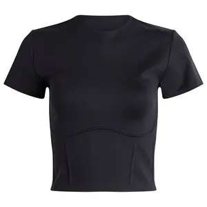 Nike X Skims Matte Corset Short Sleeve Crop Top - Obsidian
