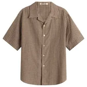 Auralee Airy Light Cotton Check Shirt - Brown Gingham Check