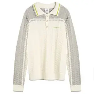 Casablanca Tennis Boucle Long Sleeve Polo Shirt - White
