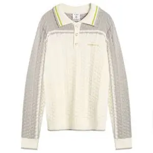Casablanca Tennis Boucle Long Sleeve Polo Shirt In | Size: | Cotton/elastane/nylon | End Clothing - White