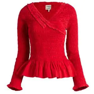 DAMSON MADDER Suri Shir Cotton Blouse - Red