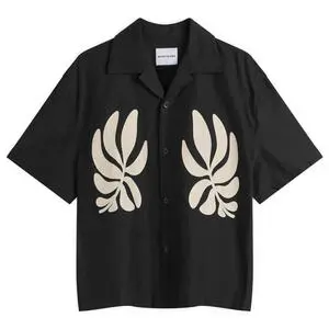 MKI MIYUKI ZOKU Presented End. Botanical Print Vacation Shirt - Black