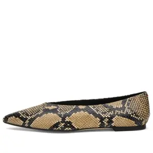 AeydĒ Moa Snake Print Pointed Toe Flats - Hazelnut