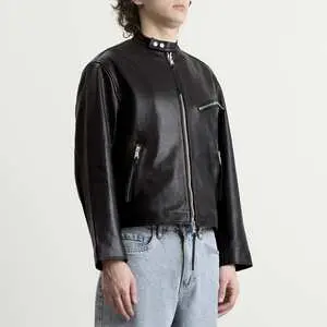 MKI MIYUKI ZOKU Cropped Leather Racer Jacket