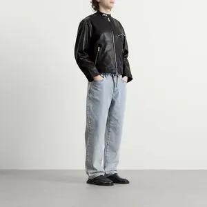 MKI MIYUKI ZOKU Cropped Leather Racer Jacket