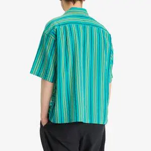 BEAMS Stripe Open Collar Shirt