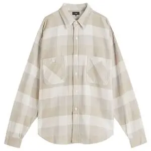 BEAMS Flannel Plaid Shirt - Beige